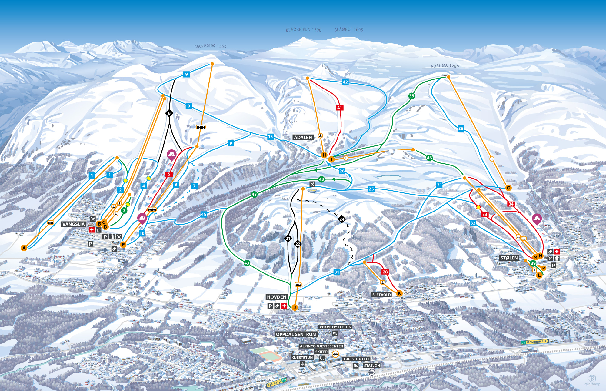 Oppdal | Piste map | Alpinco